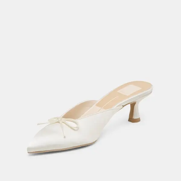 DOLCEVITA Cleo Heeled Mule - Off White Satin