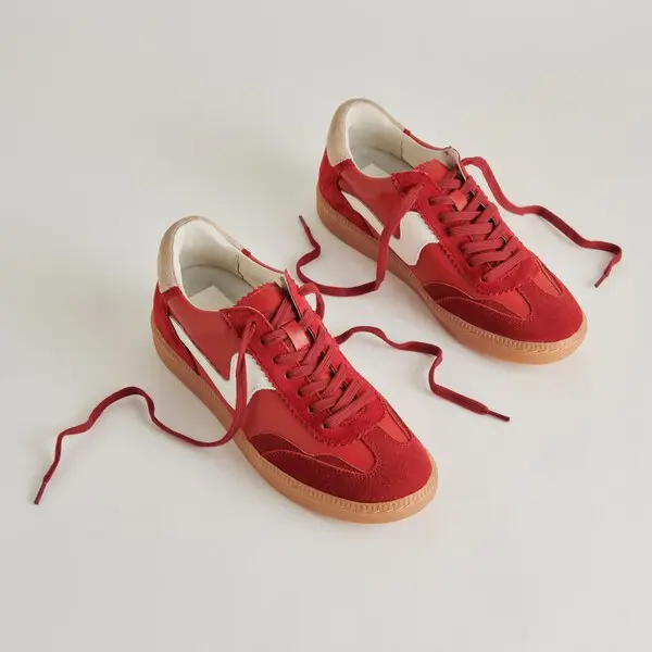 DOLCEVITA Notice Sneakers - Crimson Suede
