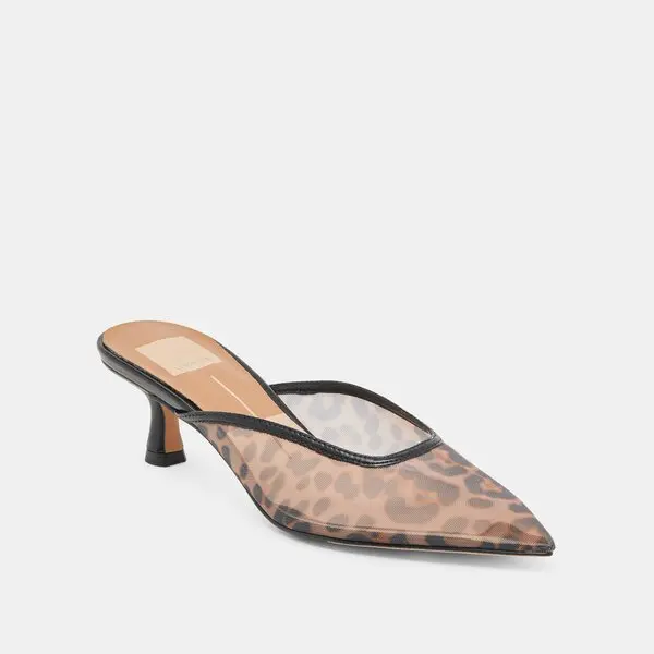 DOLCEVITA Cleo Leopard Print Kitten Heel Mules