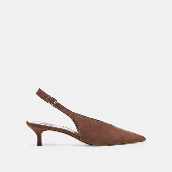 DOLCEVITA Slingback Kitten Heels - Dk Brown Suede