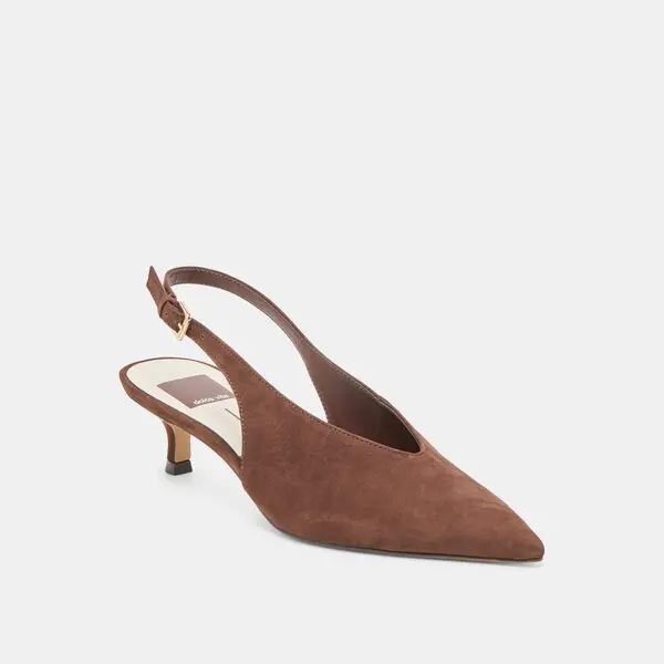 DOLCEVITA Slingback Kitten Heels - Dk Brown Suede