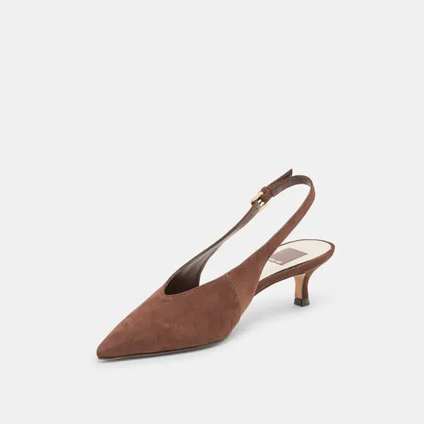 DOLCEVITA Slingback Kitten Heels - Dk Brown Suede