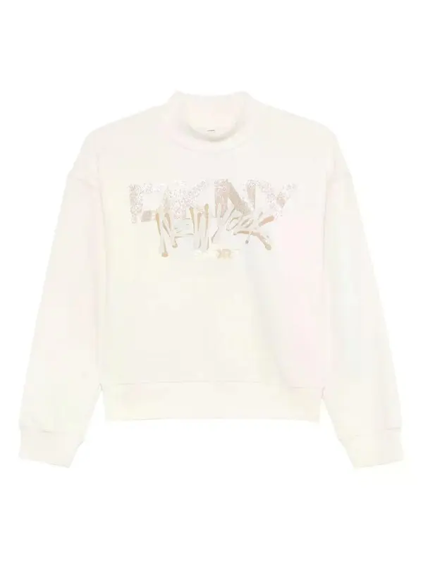 Dkny Logo-embellished High-neck Sweatshirt - Neutrals