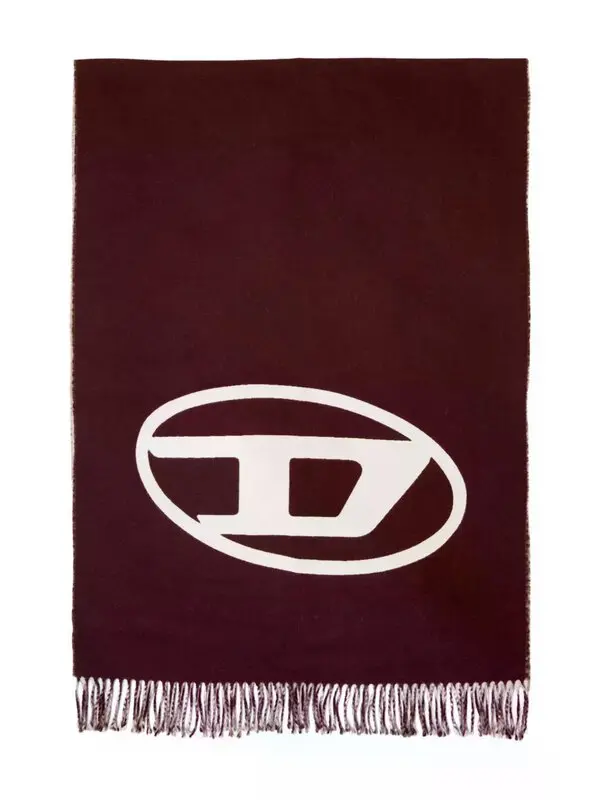 DIESEL® S-tevie Oval D-logo Fringed-edge Scarf - Brown
