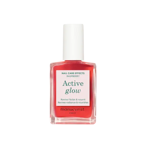 MANUCURIST Active Glow Nail Polish For A Gloss Finish, Nail Strengthener And Growth - Raspberry