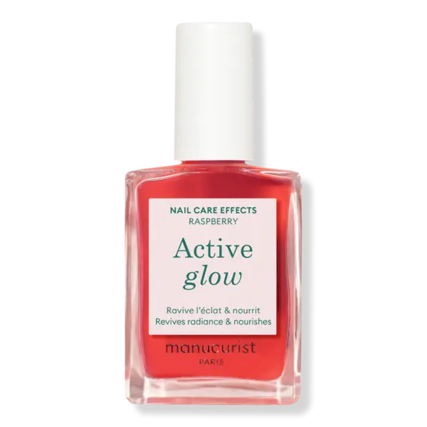MANUCURIST Active Glow Nail Polish For A Gloss Finish, Nail Strengthener And Growth - Raspberry
