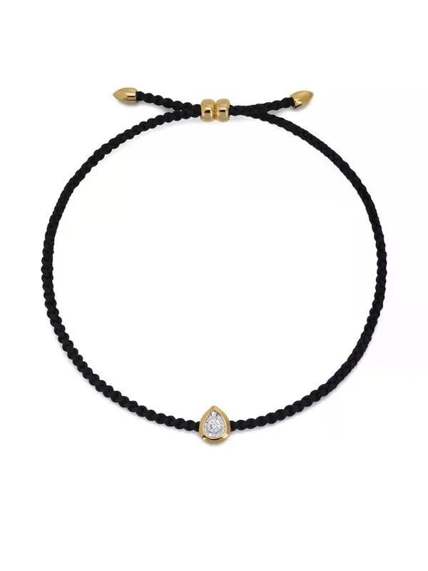 Monica Vinader 18k Gold-vermeil Pear-diamond Cord Bracelet - Black