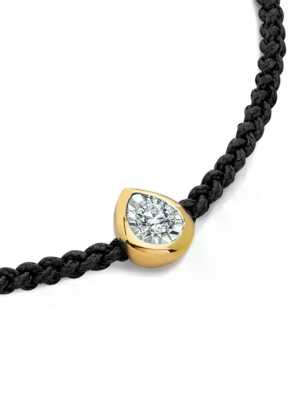 Monica Vinader 18k Gold-vermeil Pear-diamond Cord Bracelet - Black