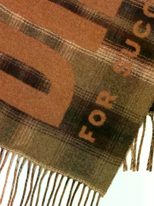 DIESEL® Check-pattern Fringed-edge Scarf