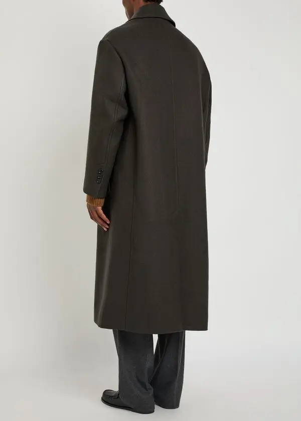 AMI Paris Double-breasted Wool Coat - Anthracite