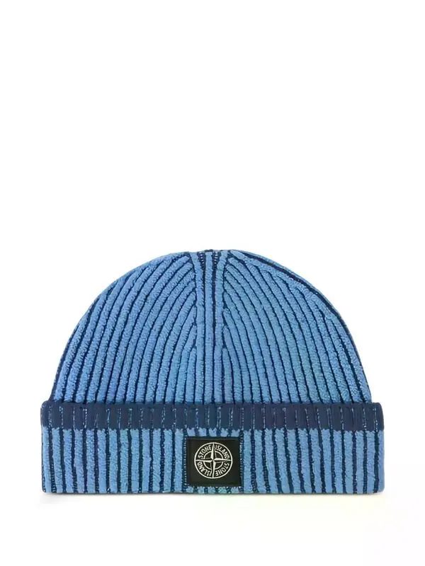 Stone Island Logo-detail Beanie - Blue