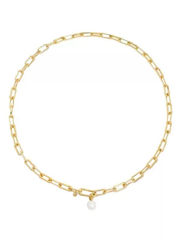 Monica Vinader Mini Chain Pearl Necklace - Gold