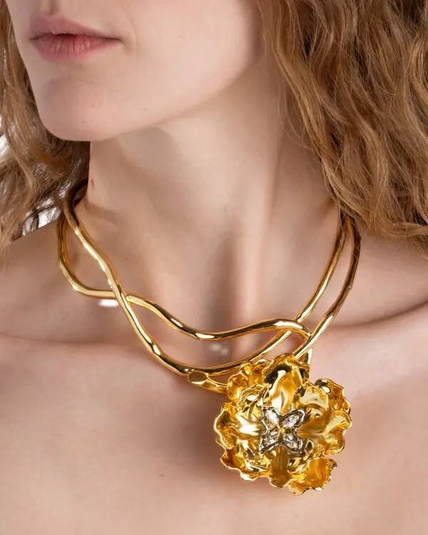 Alexis Bittar Jardin Rose Collar Necklace - Gold