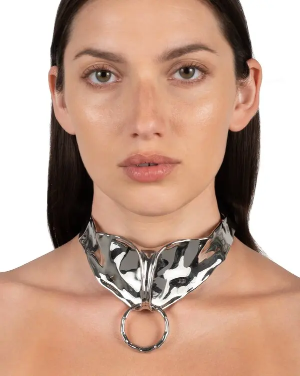 Alexis Bittar Molten Bonded Collar Necklace - Silver