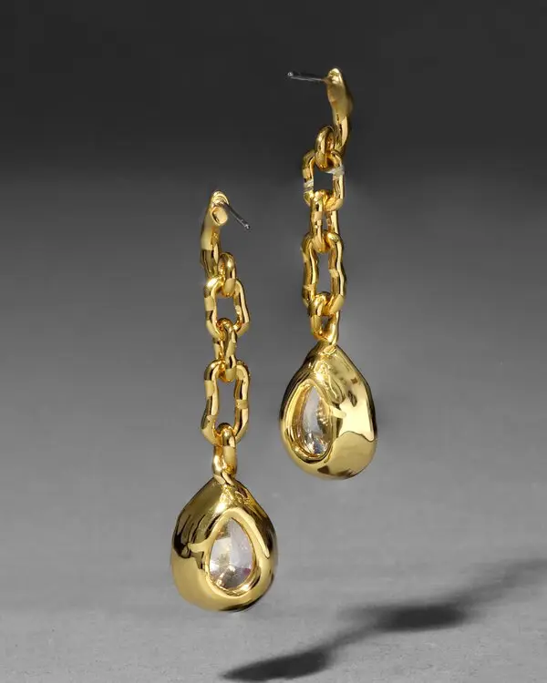 Alexis Bittar Pear Drop Chain Link Earrings - Gold