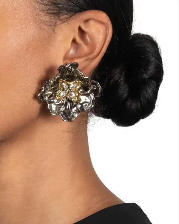 Alexis Bittar Jardin Rose Clip Earrings - Noir