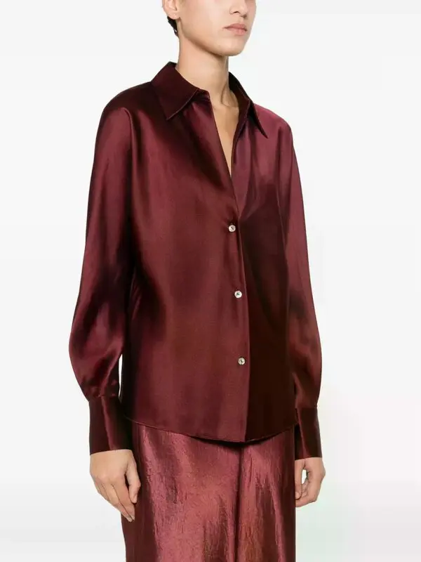 Vince Spread Collar Long Sleeve Shirt - Red
