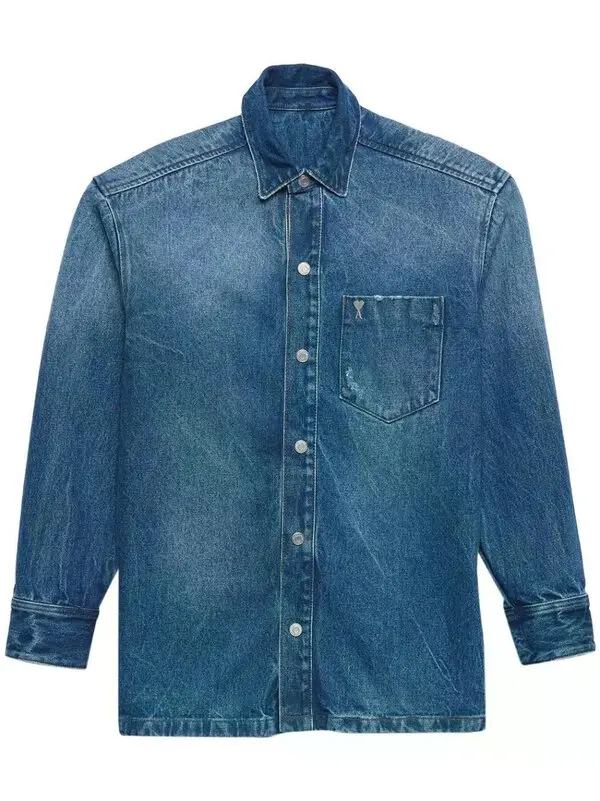 AMI Paris De Coeur-plaque Denim Jacket