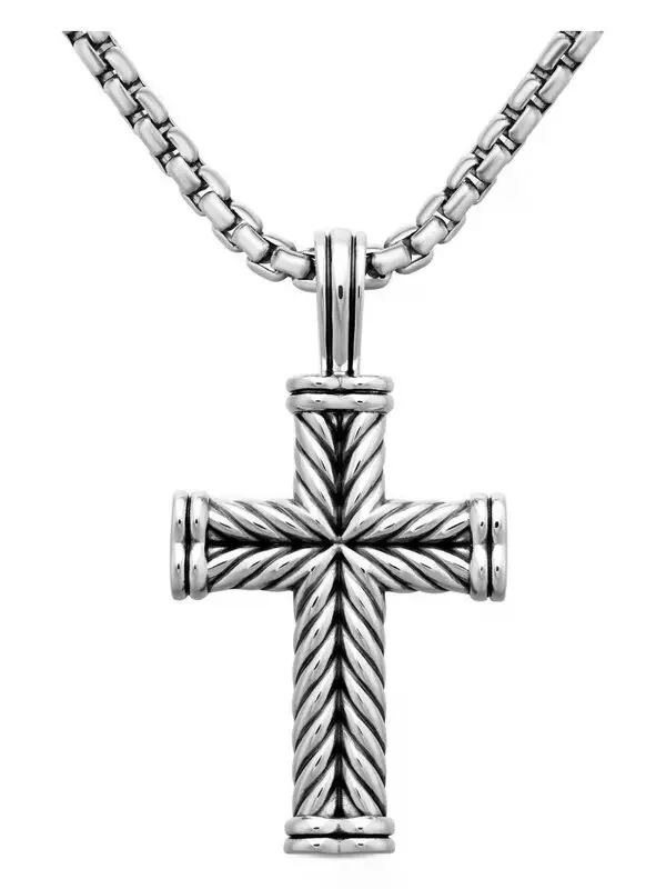 David Yurman Sterling Chevron Cross Pendant - Silver