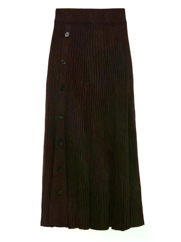 Eric Bompard Ribbed Flared Midi Skirt