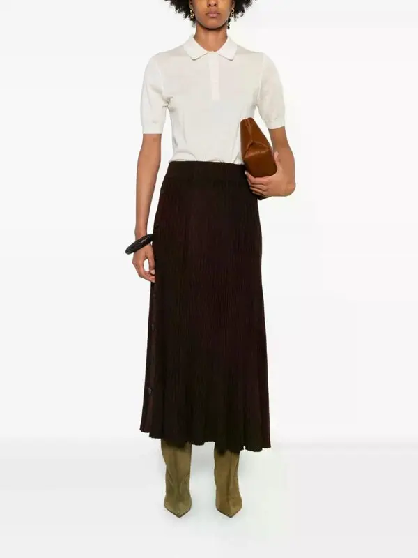 Eric Bompard Ribbed Flared Midi Skirt