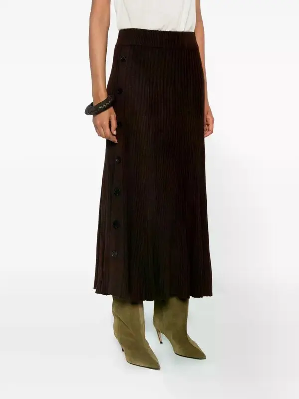 Eric Bompard Ribbed Flared Midi Skirt