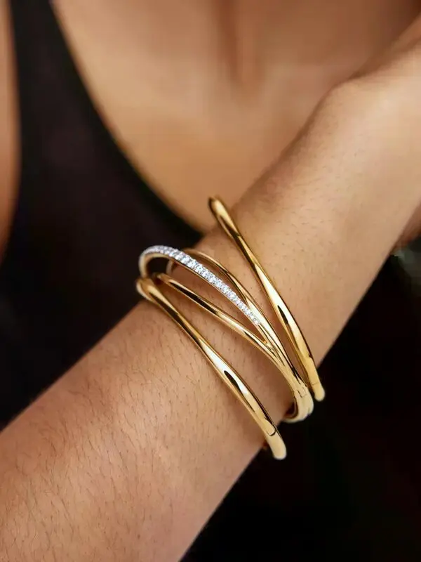 Monica Vinader Nura Diamond Bangle Bracelet - Gold
