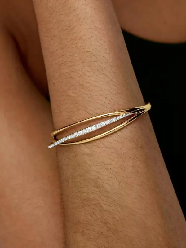 Monica Vinader Nura Diamond Bangle Bracelet - Gold