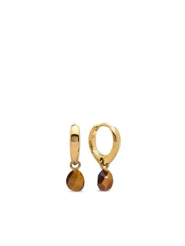 Monica Vinader Tiger Eye Drop Huggie Earrings - Gold