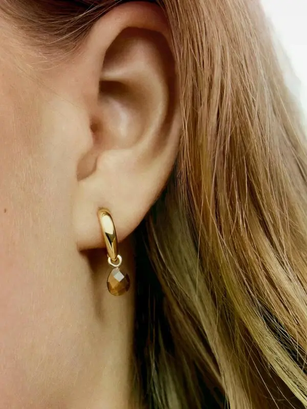 Monica Vinader Tiger Eye Drop Huggie Earrings