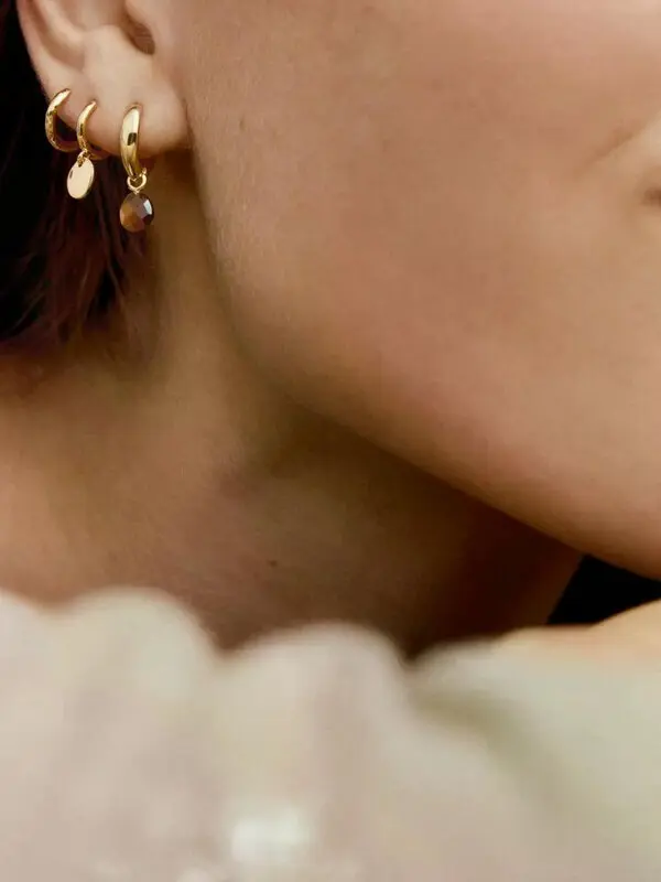 Monica Vinader Tiger Eye Drop Huggie Earrings