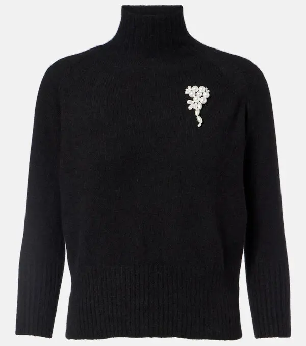 Simone Rocha Embellished Cashmere Turtleneck Sweater