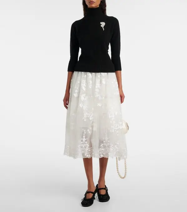 Simone Rocha Embellished Cashmere Turtleneck Sweater
