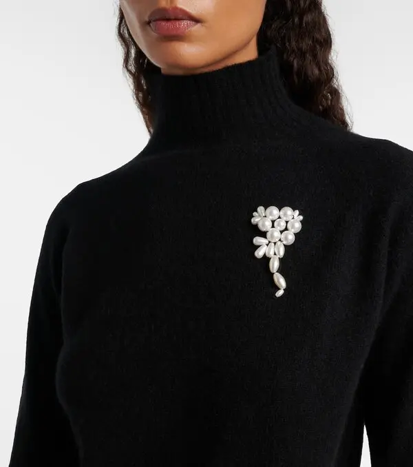 Simone Rocha Embellished Cashmere Turtleneck Sweater