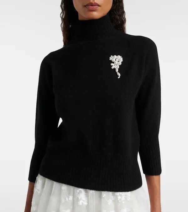 Simone Rocha Embellished Cashmere Turtleneck Sweater