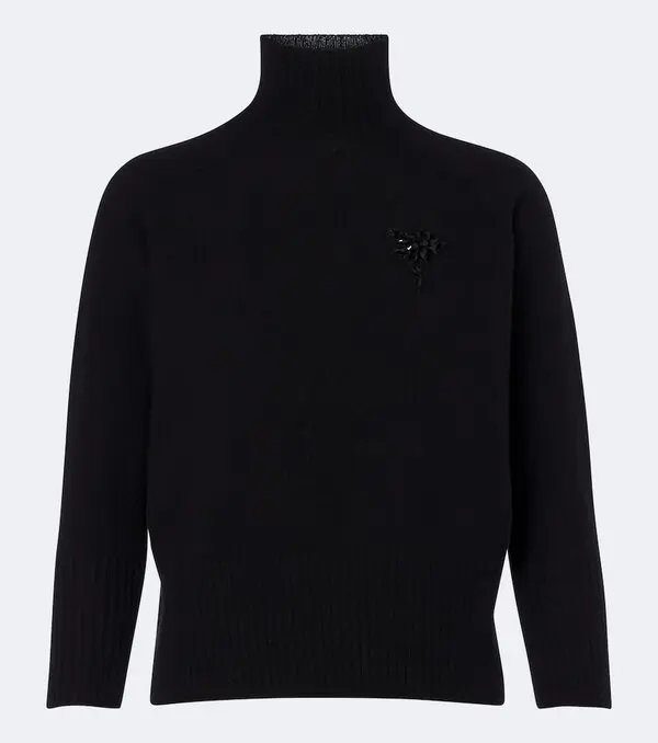 Simone Rocha Embellished Cashmere Turtleneck Sweater - Black