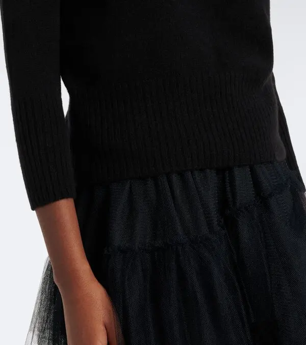 Simone Rocha Embellished Cashmere Turtleneck Sweater - Black