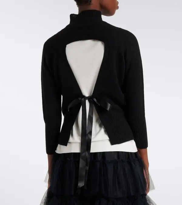 Simone Rocha Embellished Cashmere Turtleneck Sweater - Black