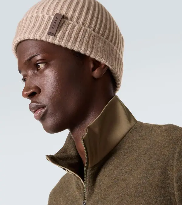 Sease Dinghy Ribbed Cashmere Beanie - Beige