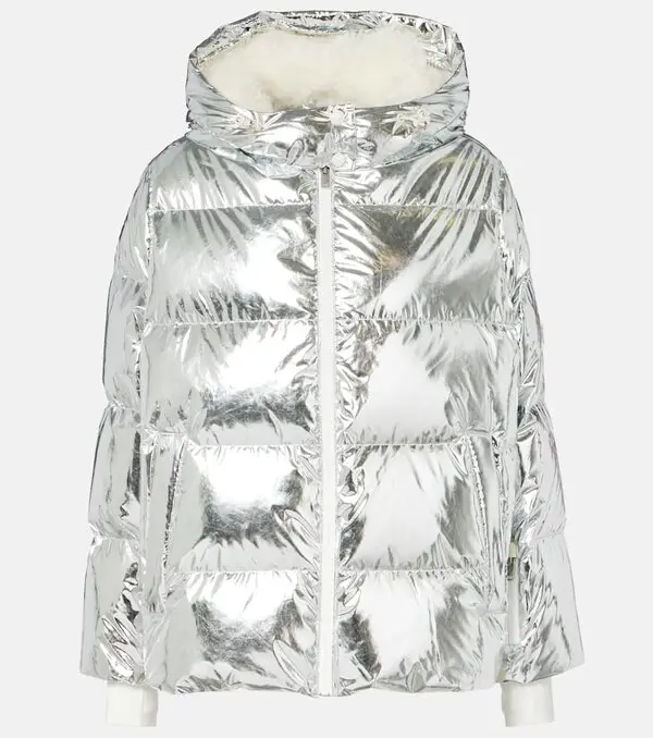 YVES SALOMON Hooded Down Ski Jacket - Silver