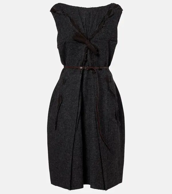 Prada Ruffled Virgin Wool Mini Dress
