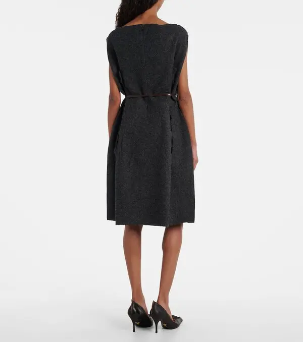 Prada Ruffled Virgin Wool Mini Dress