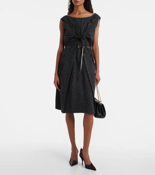 Prada Ruffled Virgin Wool Mini Dress