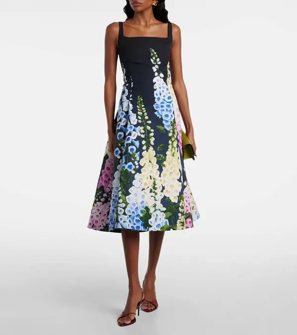 Oscar De La Renta Floral Faille Cocktail Dress - Multicoloured