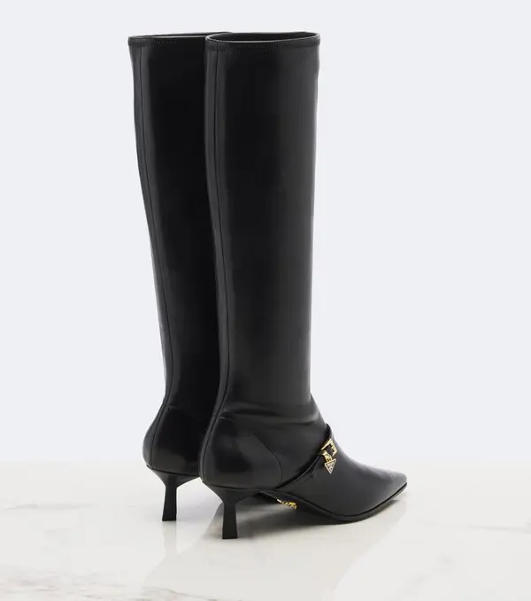 Prada Knee-high Leather Boots - Black