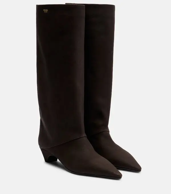 Prada Knee-high Leather Boots - Brown