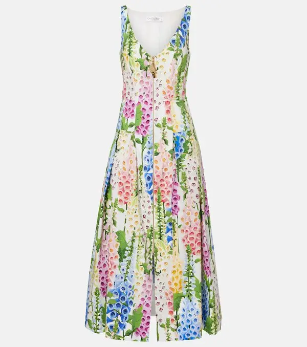 Oscar De La Renta Floral Poplin Cocktail Dress - Multicoloured