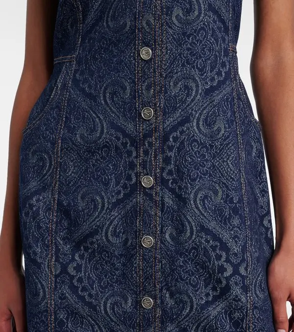 Etro Printed Denim Midi Dress