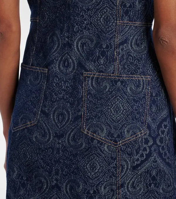 Etro Printed Denim Midi Dress