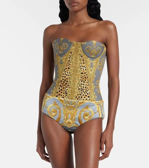 Versace Printed Cotton Corset Bodysuit - Multicoloured